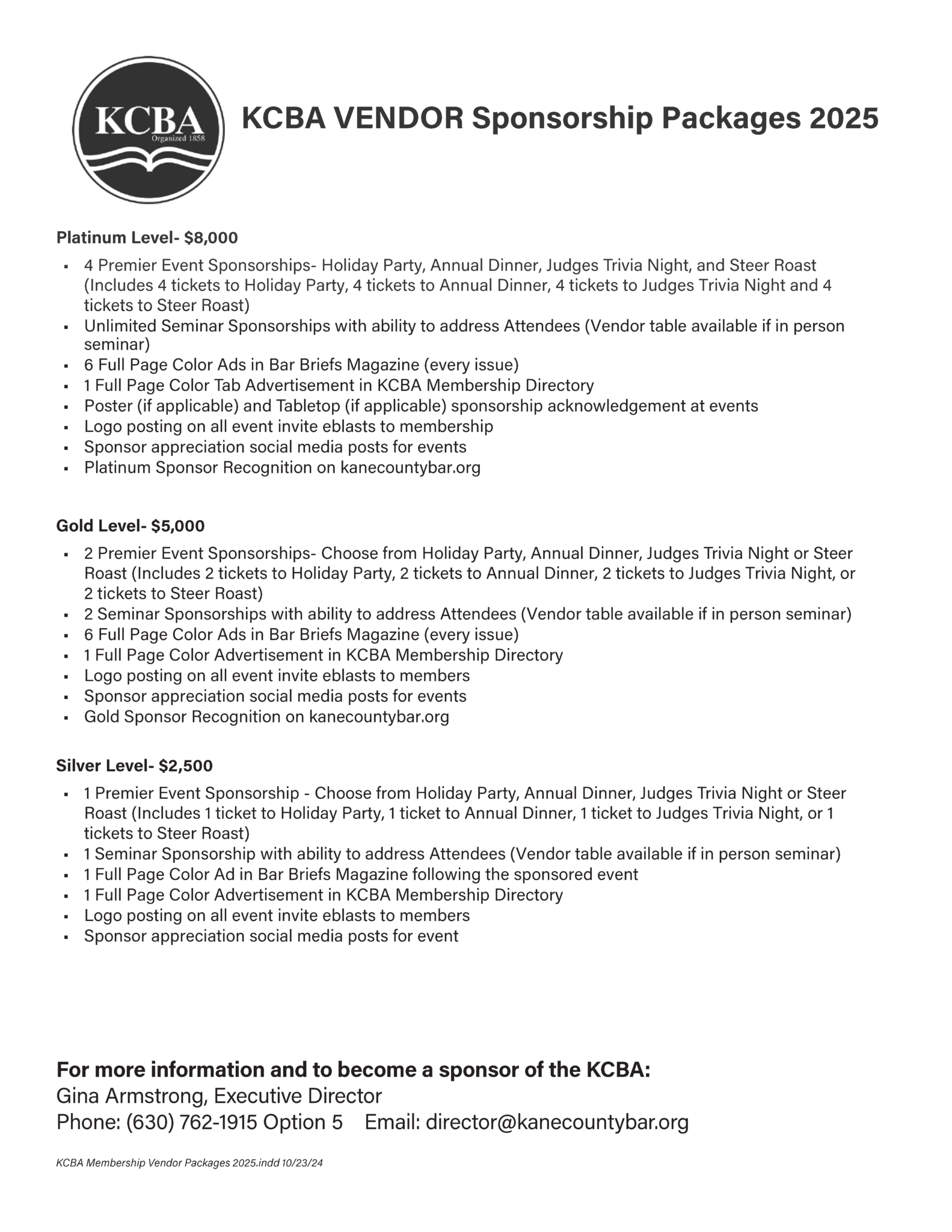 Sponsorship Packages 2025 – Kane County Bar Association